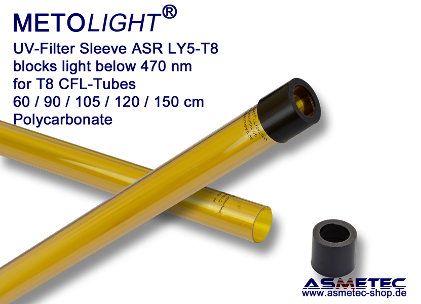 UV-Filter sleeve T8-ASR-LY5, yellow, 470 nm, 90 cm for 30W CFL tube ...